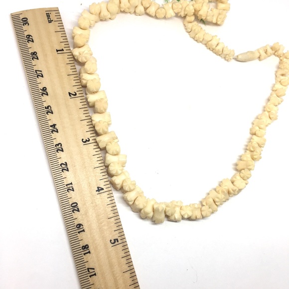 unknown | Jewelry | Vintage Hand Carved Cream Color Beads Necklace ...